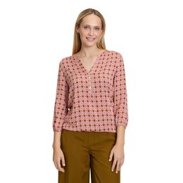 Schlupfbluse Cartoon "Damen Casual-Bluse mit Muster", Damen, Gr. 34, rosa (cream, rosé), Obermaterial: 100% Viskose., figurumspielend normal, V-Ausschnitt, Blusen