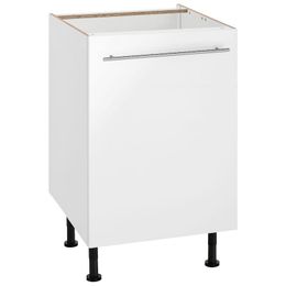 Optifit Spülenschrank »Bern« 50 cm breit, mit 1 Tür, mit höhenverstellbaren Füßen, mit Metallgriff weiß Hochglanz/weiß
