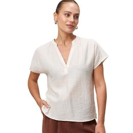 Crinklebluse Zero "Damen Crinkle-Bluse mit V-Ausschnitt", Damen, Gr. 42, eggnog, Web, Obermaterial: 74% Viskose, 26% Polyamid. Ärmelfutter: ohne Futter., Strukturmuster, figurumspielend normal, V-Ausschnitt, weit, Blusen
