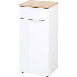 Germania Unterschrank &raquo;Pescara&laquo; Front mit Glasauflage wei&szlig; Holzwerkstoff Wei&szlig;, B/H/T: 39cm x 86cm x 34cm, Schubladen: 1 Stk. T&uuml;ren: 1 Stk.