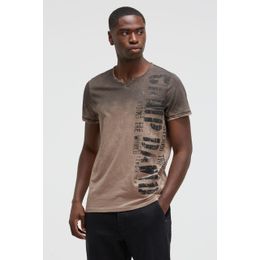 Rundhalsshirt CAMP DAVID, Herren, Gr. 4XL, schwarz clay, Material: 100% Baumwolle, bedruckt, regular fit normal, eingesetzt gerader Abschluss, Shirts, mit Used-Kanten
