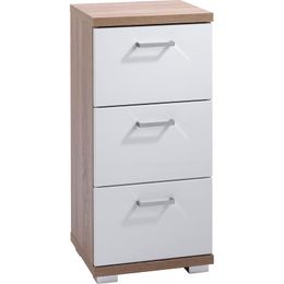 ByLiving Badkommode &raquo;Nebraska&laquo; Breite 35 cm, Badezimmerschrank mit Metallgriffen, 3 Schubladen wei&szlig; B/H/T: 35,5cm x 74cm x 31,5cm, 3 Stk.