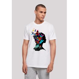 T-Shirt F4NT4STIC "Schmetterling Silhouette TEE UNISEX", Herren, Gr. 4XL, weiß, Obermaterial: 100% Baumwolle, regular fit, Rundhals, ohne Bündchen, Shirts, Print
