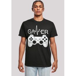 T-Shirt F4NT4STIC "Gamer Herzschlag", Herren, Gr. 4XL, schwarz, Obermaterial: 100% Baumwolle, regular fit, Rundhals, ohne Bündchen, Shirts, Premium Qualität