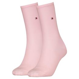 Socken Tommy Hilfiger "TH WOMEN SOCK CASUAL 2P", Damen, Gr. 35-38, rosa (light pink, atmungsaktiv), Baumwollmischung, Elasthan, Polyamid, meliert, unifarben, elastisch, Socken, mit flacher Zehennaht