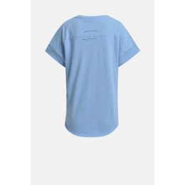 Smith & Soul Sweater SMITH & SOUL, Damen, Gr. M, blau (jeans blau), Material: 100% Baumwolle, unifarben, relaxed fit, V-Ausschnitt, eingesetzt, Sweatshirts Sweater, mit offenen Kanten