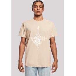 T-Shirt F4NT4STIC "Gitarre Herzschlag", Herren, Gr. 4XL, beige (sand), Obermaterial: 100% Baumwolle, regular fit, Rundhals, ohne Bündchen, Shirts, Premium Qualität