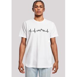 T-Shirt F4NT4STIC "Herzschlag Berge Wandern", Herren, Gr. 4XL, weiß, Obermaterial: 100% Baumwolle, regular fit, Rundhals, ohne Bündchen, Shirts, Premium Qualität