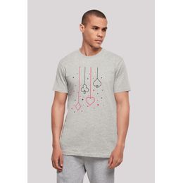 T-Shirt F4NT4STIC "Herz Karo Kreuz Pik", Herren, Gr. 4XL, grau (erdgrau), Obermaterial: 100% Baumwolle, regular fit, Rundhals, ohne Bündchen, Shirts, Print