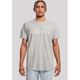 T-Shirt F4NT4STIC "Herzschlag Berge Wandern", Herren, Gr. 4XL, grau (erdgrau), Obermaterial: 100% Baumwolle, regular fit, Rundhals, ohne Bündchen, Shirts, Premium Qualität