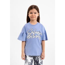 T-Shirt Gulliver, Mädchen, Gr. 110, blau (hellblau), 95% Baumwolle, 5% Elasthan, bedruckt, kurz, Rundhals, Shirts, mit coolen Schriftprints