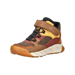 Schnürstiefelette Geox "Geox Stiefelette Lederimitat/Textil", Kinder, Gr. 34, braun, Lederimitat, Textil, Schuhe