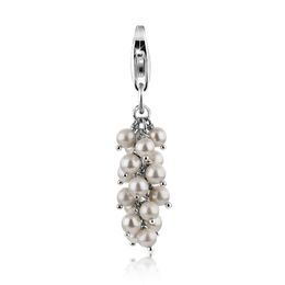 NENALINA Charm Perle »Anhänger Drop Süßwasserzuchtperlen 925 Silber« Silber Edler Perlen Charm Anhänger, 925 Sterling Silber