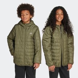Jungen Outdoorjacke "J ESS L PAD JKT"olive strata, reflective silber, Gr. 164, adidas Sportswear, Obermaterial: 100% Polyester, Jacken