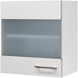 Flex-Well Glash&auml;ngeschrank &raquo;Kopenhagen&laquo; (B x H x T) 50 x 54, 8 x 32 cm, mit Stollenglast&uuml;ren Wei&szlig; matt / Milchglas Wei&szlig;
