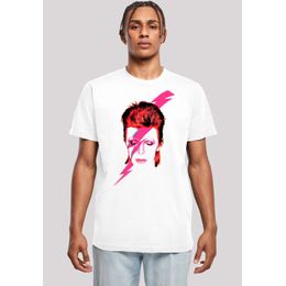 T-Shirt F4NT4STIC "David Bowie Aladdin Sane Lightning Bolt", Herren, Gr. 4XL, wei&szlig;, Obermaterial: 100% Baumwolle, regular fit, Rundhals, ohne B&uuml;ndchen, Shirts T-Shirt, Herren,Premium Merch,Regular-Fit,Basic,Bandshirt