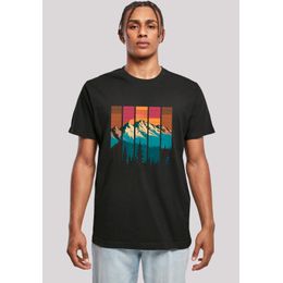 T-Shirt F4NT4STIC "Berg Sonnenuntergang Retro", Herren, Gr. L, schwarz, Obermaterial: 100% Baumwolle, regular fit, Rundhals, ohne Bündchen, Shirts, Premium Qualität