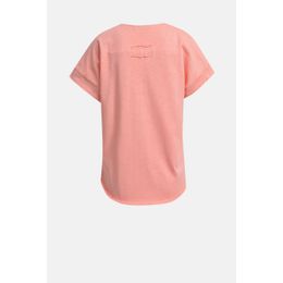 Smith & Soul Sweater SMITH & SOUL, Damen, Gr. L, rot (coral), Material: 100% Baumwolle, unifarben, relaxed fit, V-Ausschnitt, eingesetzt, Sweatshirts, mit offenen Kanten