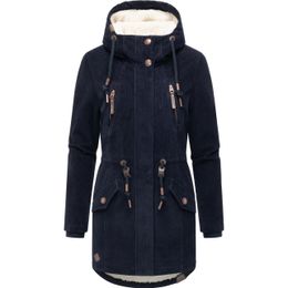 Ragwear Damen Kurzmantel "Ellsie Cordy YOUMODO"navy, Gr. M, Cord, Obermaterial: 100% Baumwolle; Innenfutter: 100% Polyester; Wattierung: 100%