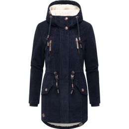 Kurzmantel Ragwear "Ellsie Cordy YOUMODO", Damen, Gr. L (40), navy, Cord, Obermaterial: 100% Baumwolle; Innenfutter: 100% Polyester; Wattierung: 100% Polyester, tailliert ca. Mitte Oberschenkel, eng Strickbündchen mit Daumenlöchern, Mäntel, Warmer Winterparka Kordmantel mit Taillenzugkordeln