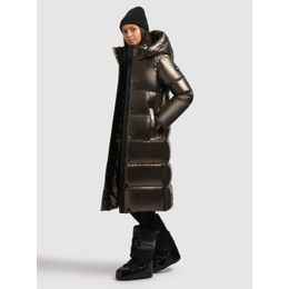 Steppmantel Khujo "RACHEL2 SHINY", Damen, Gr. L, cane braun, 100% Polyester, unifarben, eingesetzt elastischer Bund mit Windstopper, Mäntel