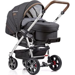Gesslein Kombi-Kinderwagen »F4 Air+, eloxiert/tabak, anthrazit/Sterne grau weiß« mit Tragetasche C2 Compact eloxiert/tabak, anthrazit/Sterne grau weiß