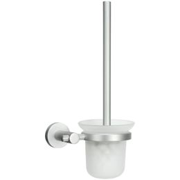Kleine Wolke WC-Garnitur &raquo;Apollo&laquo; aus Aluminium Glas mit Wandhalter silber Aluminium, Glas
