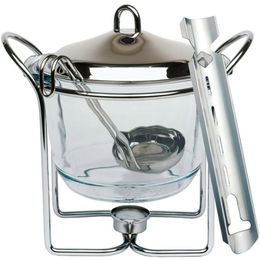 APS Bowle-Set (Feuerzangenbowle mit Zuckerhutablage), Edelstahl/Glas, Inhalt 4 Liter silber Edelstahl Rostfrei, Glas Einheitsgr&ouml;&szlig;e