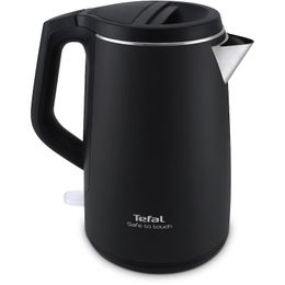 Tefal Wasserkocher &raquo;Safe to Touch KO3718&laquo; 1,5 l 2400 W Doppelwandig, 360&deg; drehbare &Ouml;ffnung, Anti-Kalk Filter, kabellos schwarz Wasserkocher