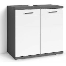 ByLiving Waschbeckenunterschrank &raquo;Nebraska&laquo; Breite 60 cm, mit Hochglanzlackierung und verchromten Metallgriffen grau FSC -zertifizierter Holzwerkstoff