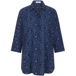 Peter Hahn - Long-Bluse mit 3/4-Arm, blau, Gr. 42 / M - Baumwolle