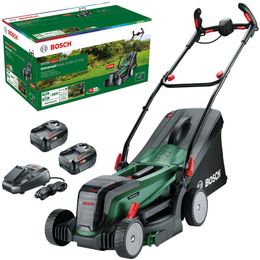 Bosch Home and Garden Akkurasenm&auml;her &raquo;UniversalRotak 2x18V-37-550&laquo; mit 2xAkku 18V/4,0 Ah und Ladeger&auml;t gr&uuml;n Unbegrenzte Freiheit &ndash; Kompatibel mit allen Ger&auml;ten der 18V 