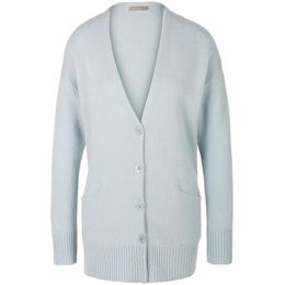 Peter Hahn - Strickjacke, blau, Gr. 46 / L - Schurwolle