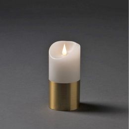Konstsmide LED-Kerze &raquo;Weihnachtsdeko&laquo; LED Echtwachskerze, wei&szlig;, mit messingfarbener Banderole wei&szlig; &Oslash;/H: 7,5cm x 15,5cm, 1 Stk.