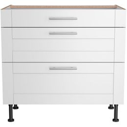 OPTIFIT Kochfeldumbauschrank &raquo;Ahus&laquo; Breite 90 cm braun wildeiche Nachbildung, B/H/T: 90cm x 87cm x 58,4cm, Schubladen: 3 Stk.