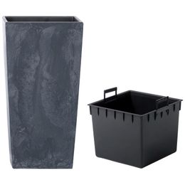 Prosperplast Pflanzk&uuml;bel &raquo;Urbi Square Effect&laquo; BxTxH: 22x22x42 cm grau Polypropylen B/H/T: 22cm x 42cm x 22cm