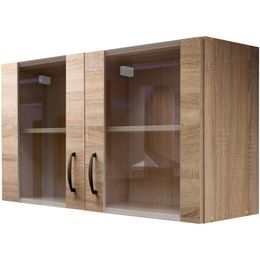 Flex-Well Glash&auml;ngeschrank &raquo;Bergen&laquo; (B x H x T) 100 x 54,8 x 32 cm braun Glas, Holzwerkstoff