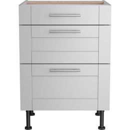 Optifit Unterschrank &raquo;Ahus&laquo; Breite 60 cm grau hellgrau, B/H/T: 60cm x 87cm x 58,4cm, Schubladen: 3 Stk.