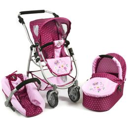 Bayer Chic 2000 CHIC2000 Kombi-Puppenwagen »Emotion All In 3in1, Brombeere« inkl. Babywanne, Babyschale und Sportwagenaufsatz Brombeere