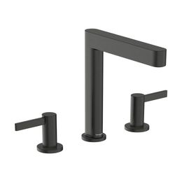 Hansgrohe Finoris 3-Loch Waschtischarmatur 160 mit Push-Open Ablaufgarnitur, Brushed Black Chrome, 7 76034340