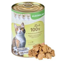 LYRA PET Lecker.Pet Leo's 100 % H&uuml;hnermuskelfleisch Katzenfutter Nassfutter 12x400 g