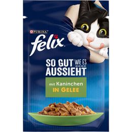 FELIX So gut wie es aussieht in Gelee mit Kaninchen Katzen-Nassfutter ohne künstliche Aroma- und Farbstoffe 26x85g