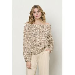 &Co Woman Bluse "Acha" in Wei&szlig;/ Camel - 68% | Gr&ouml;&szlig;e XXL | Damen-blusen