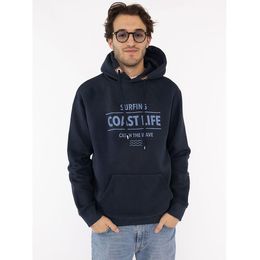 Zwillingsherz Hoodie "Surfing Coast Life" in Dunkelblau - 50% | Größe M | Herren-sweatshirts-jacken