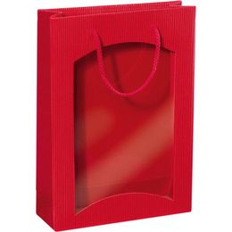 20 x Geschenkt&uuml;te mit Sichtfenster f&uuml;r 3 Flaschen 270 x 85 x 360 mm (Rot)