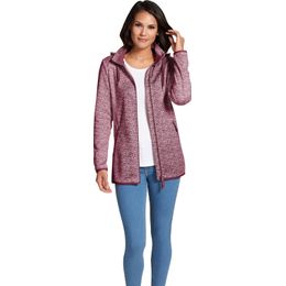 CR&Eacute;ATION L Damen Kapuzenfleecejacke mit abnehmbarer Kapuze bordeaux-wei&szlig;-gemustert Gr&ouml;&szlig;e 36