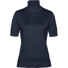 CR&Eacute;ATION L Damen Kurzarmpullover mit Rollkragen marine Gr&ouml;&szlig;e 40
