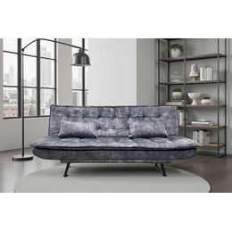 Riess Ambiente Modernes Schlafsofa JAZZ 195cm grau Samt 3-Sitzer Couch Riess-Ambiente Wohnzimmer