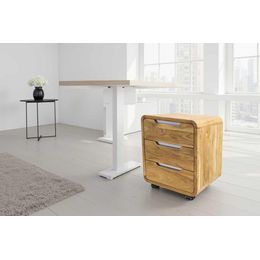 Riess Ambiente Massiver Rollcontainer CUBUS 60cm braun Akazienholz honey finish drei Schubladen Riess-Ambiente Natur Retro Rustikal