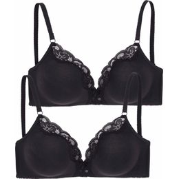 Petite Fleur Damen Bralette-BH 2xschwarz Größe 90C